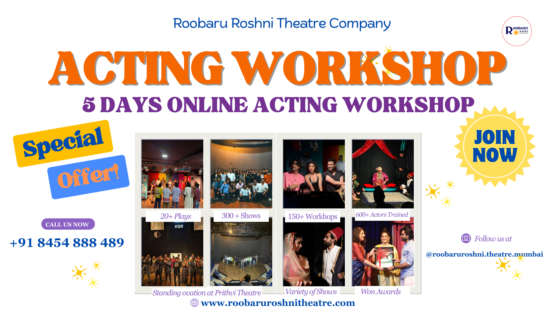 5 Days Online Acting Workshop - Theatre Workshop by Roobaru Roshni ...