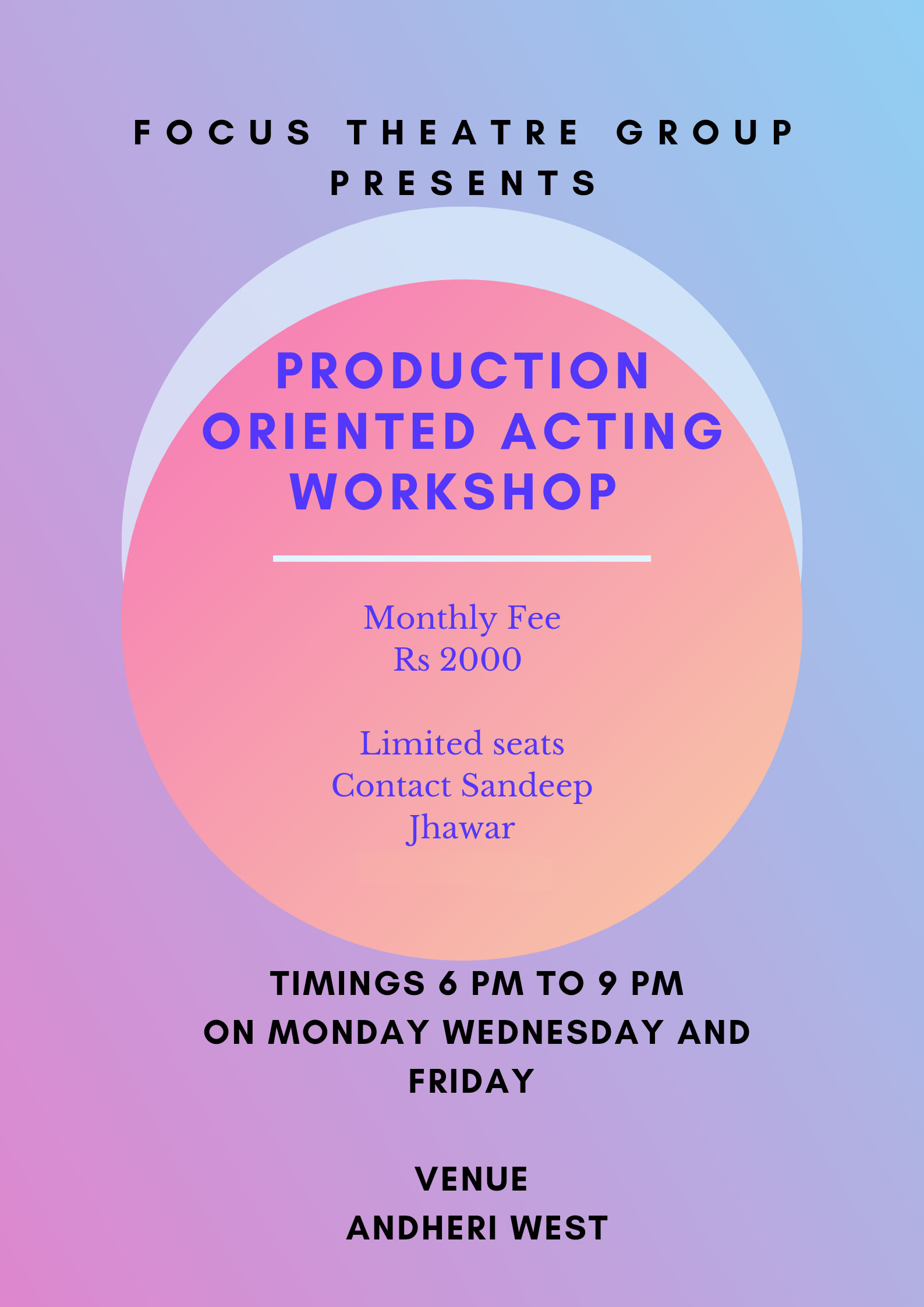 Production oriented acting workshop - Theatre Workshop by Focus ...